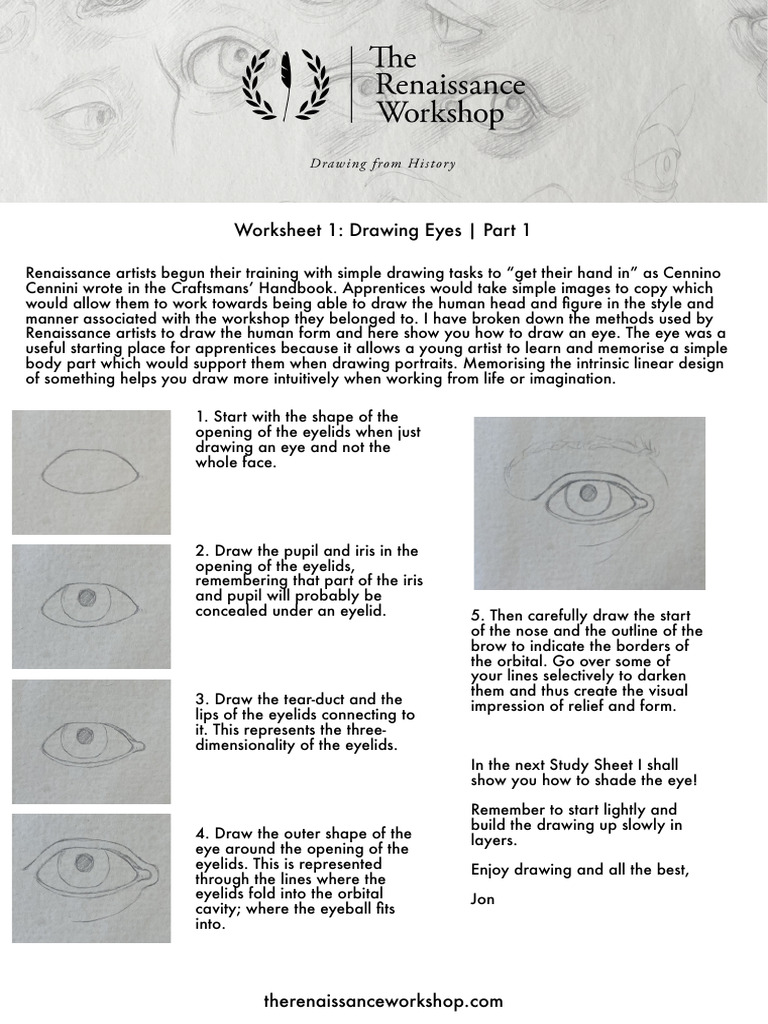 Drawing From History Study Sheet 1 The Renaissance Workshop | PDF | Eye ...