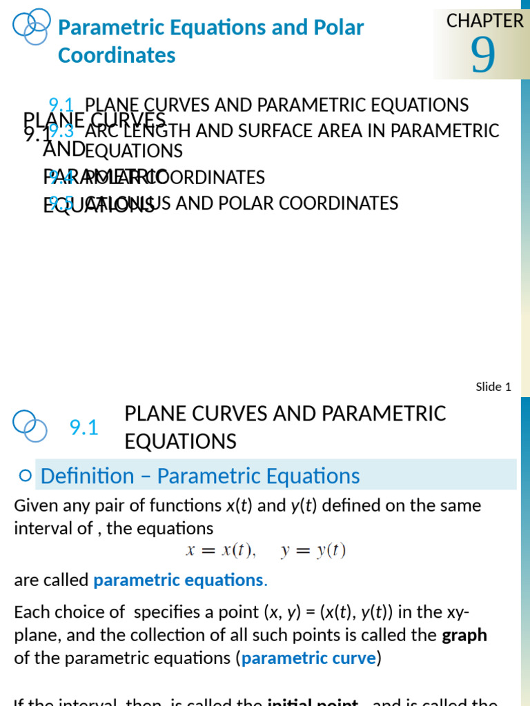 9 1 ParametricCurves | PDF | Curve | Equations