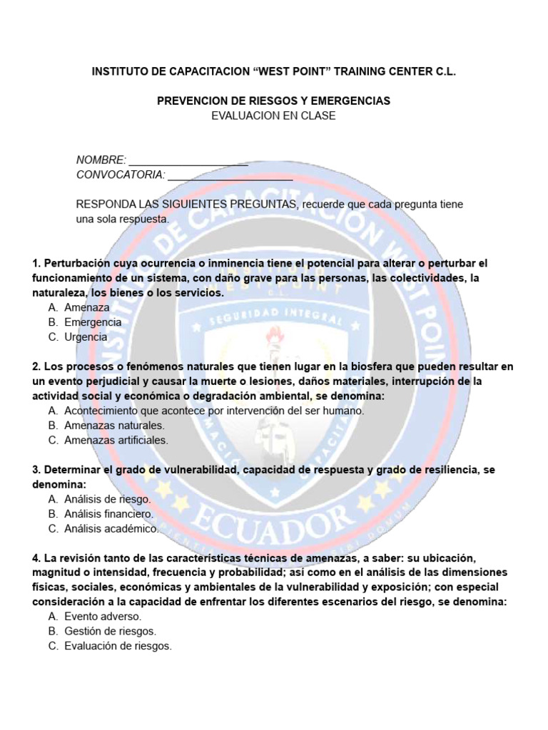 Tarea 3 Evalaucion en Clase Prevencion de Riesgos | PDF | Riesgo