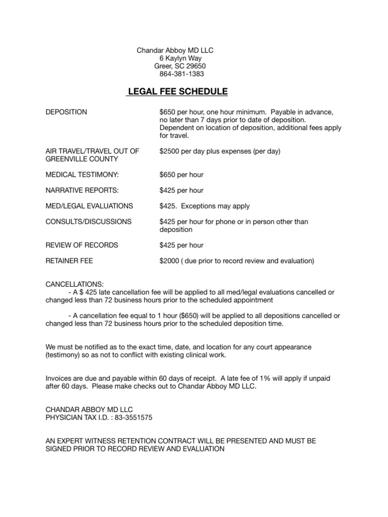 Expert Witness Fee Schedule Overview | PDF
