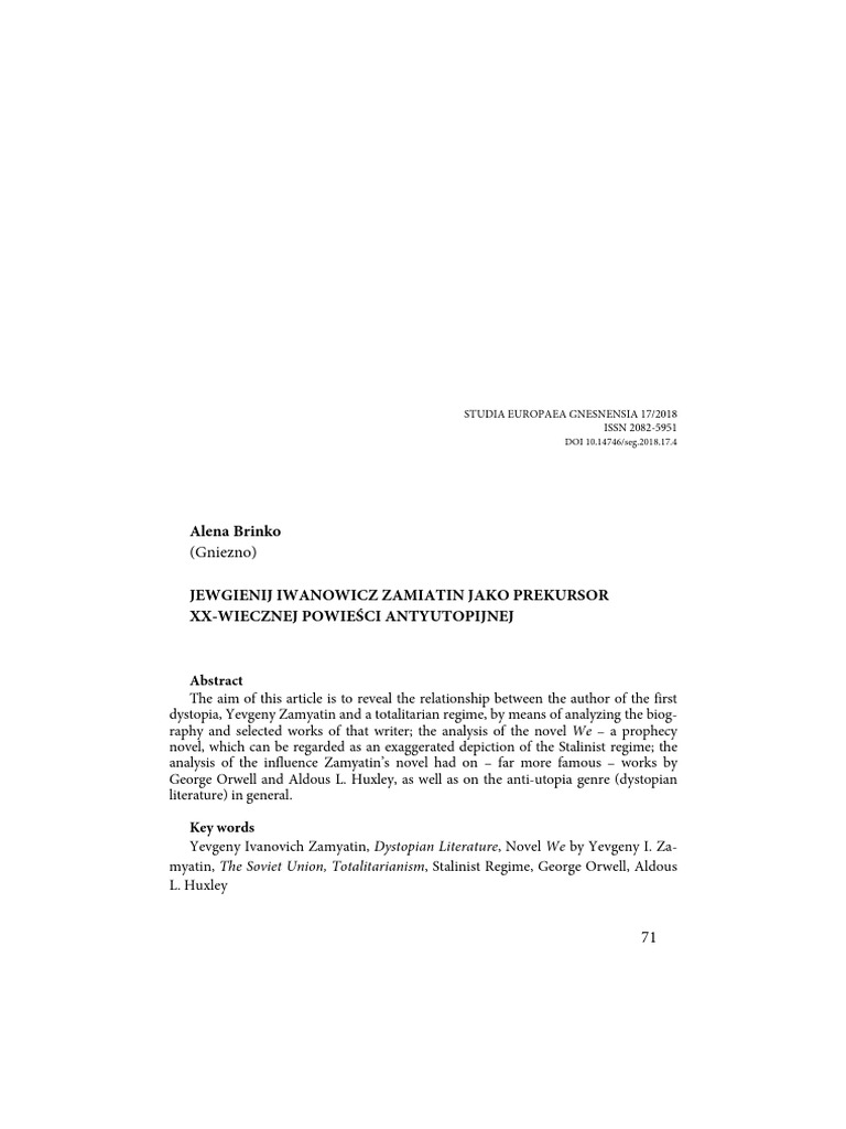 Jewgienij Iwanowicz Zamiatin Jako P | PDF