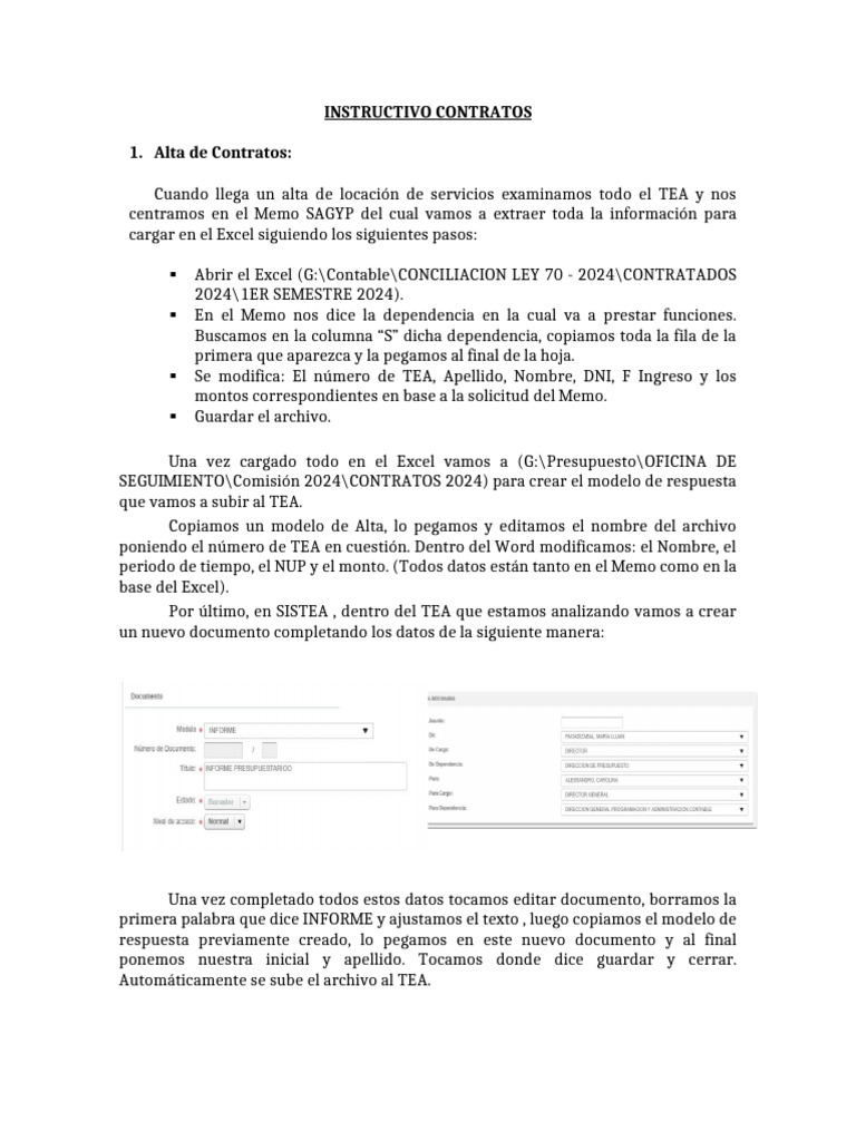 Instructivo Contratos 2024 | PDF | Microsoft Excel