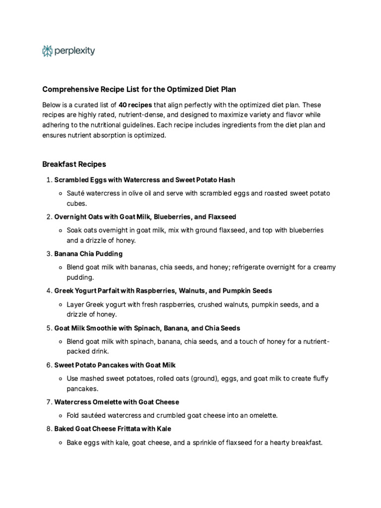 Perfect Diet - Recipe List | PDF | Salad | Desserts