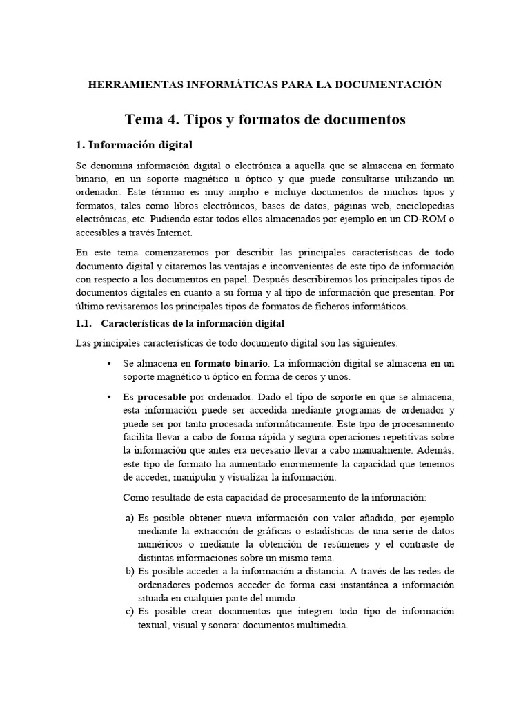 Tipos y Formatos de Documentos | PDF