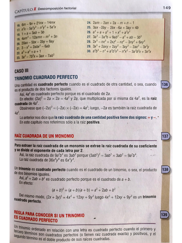 Trinomio cuadrado perfecto | PDF