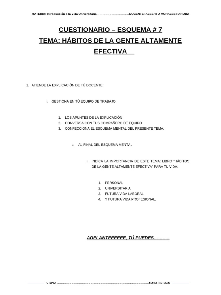 CUEST 7 (Esquema Mapa) (HÁBITOS de la GENTE Altamente EFECTIVA) | PDF