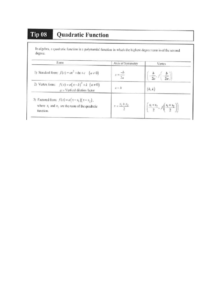 Quadratic Review | PDF