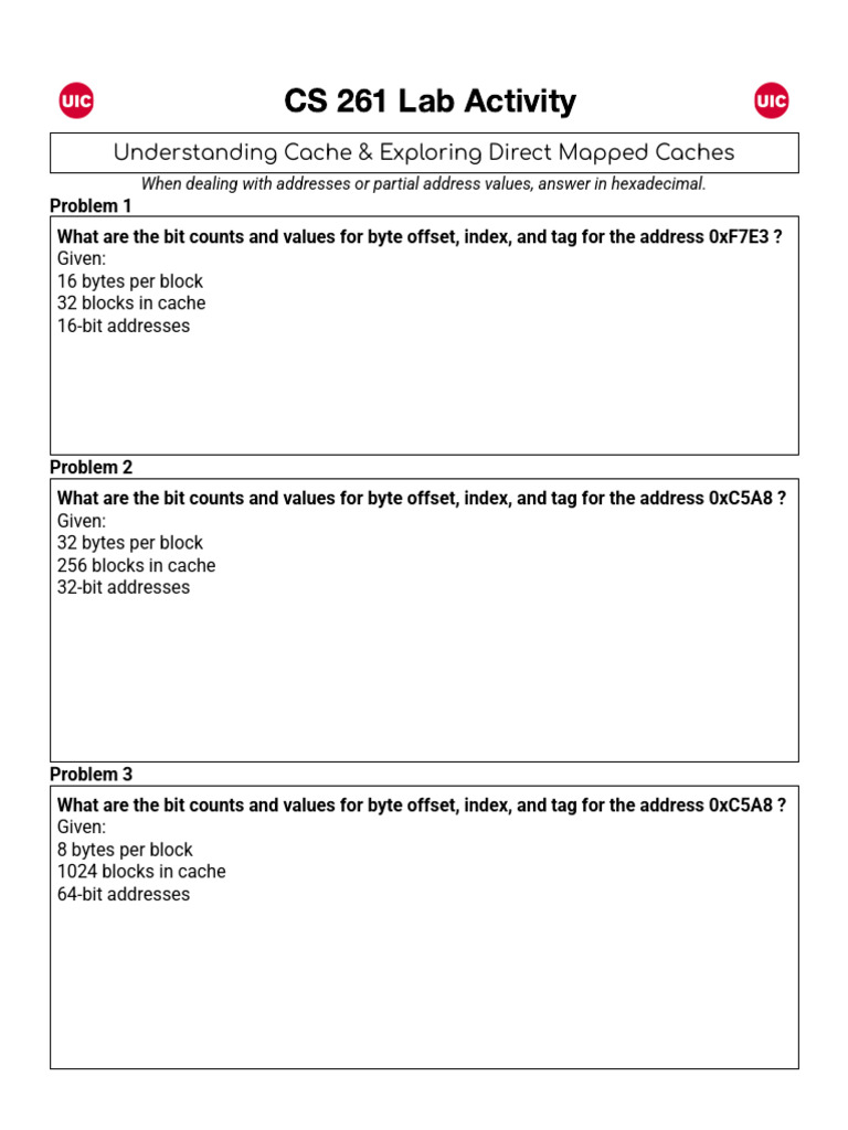 Lab 11 - Activity - Understanding Cache & Exploring Direct Mapped Caches - CS 261 Spring 2025 ...