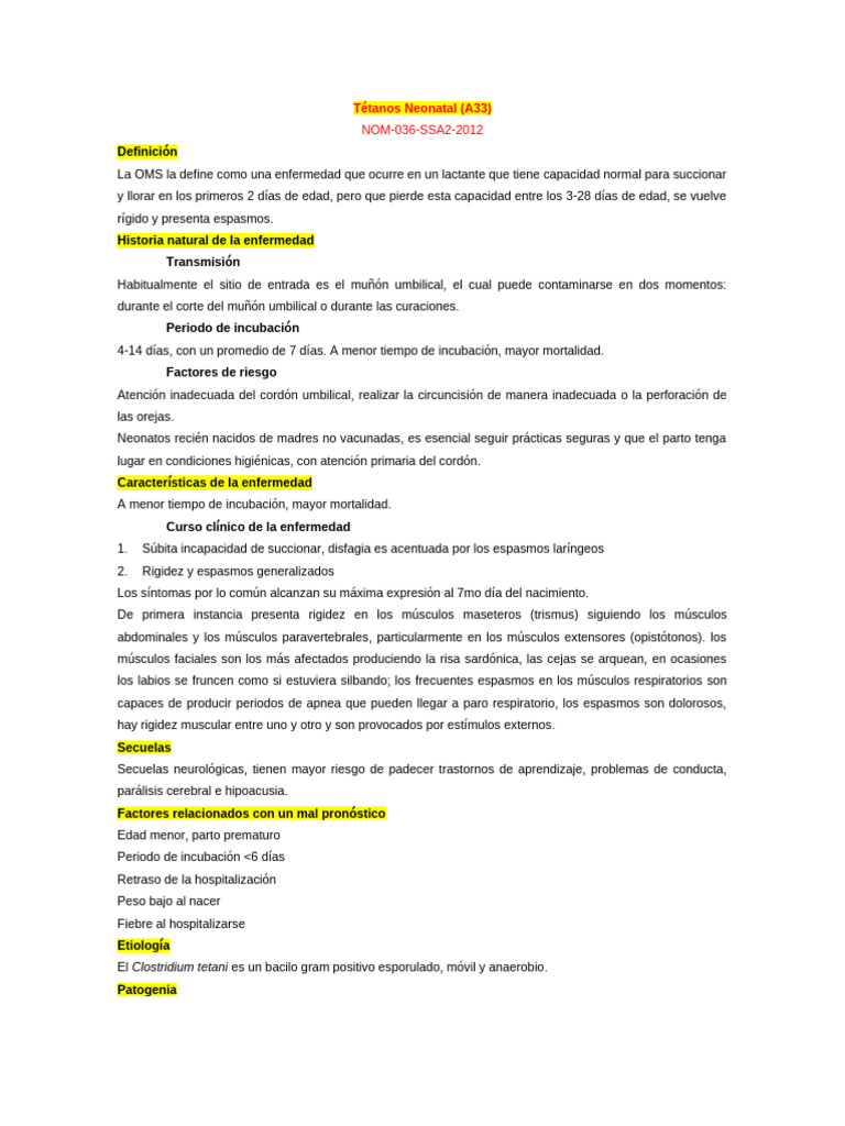 Tétanos Neonatal | PDF | Infantes | Parto