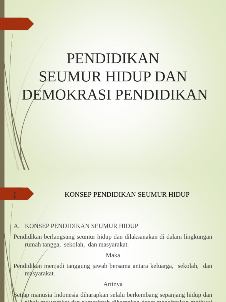 Pendidikan Seumur Hidup Dan Demokrasi Pendidikan | PDF