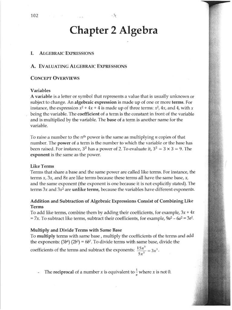 Algebra Part1 | PDF
