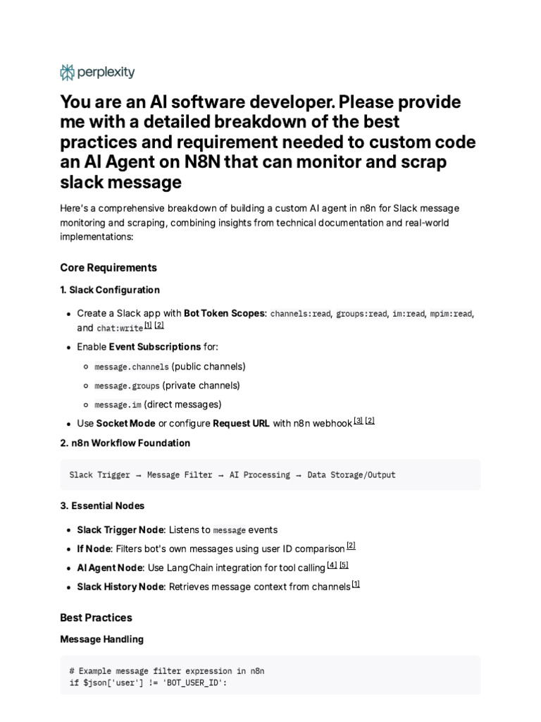 n8n Slack Message Monitoring | PDF | Information Technology Management | Computer Science