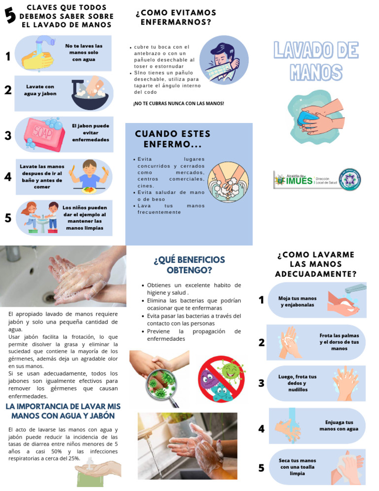 Triptico Lavarse Las 557906 Downloadable 8857461 | PDF | Lavado de manos | Salud pública