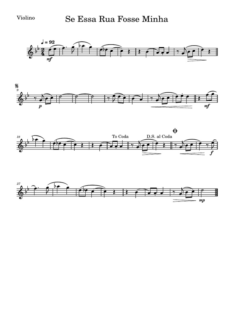 Partitura: Se Essa Rua Fosse Minha | PDF