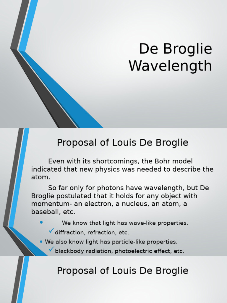 De Broglie Wavelength and Electron Waves | PDF | Electron | Wavelength