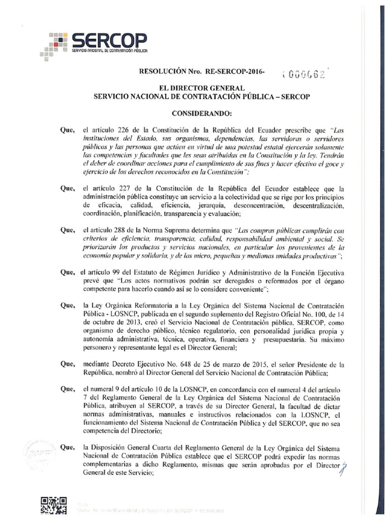 RE SERCOP 2018 000062 Patrimonio | PDF
