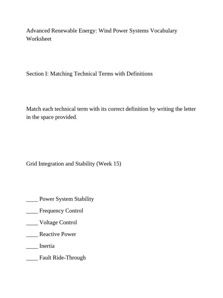 Energy 2 ST Week 5 Worksheet | PDF | Electrical Grid | Wind Power