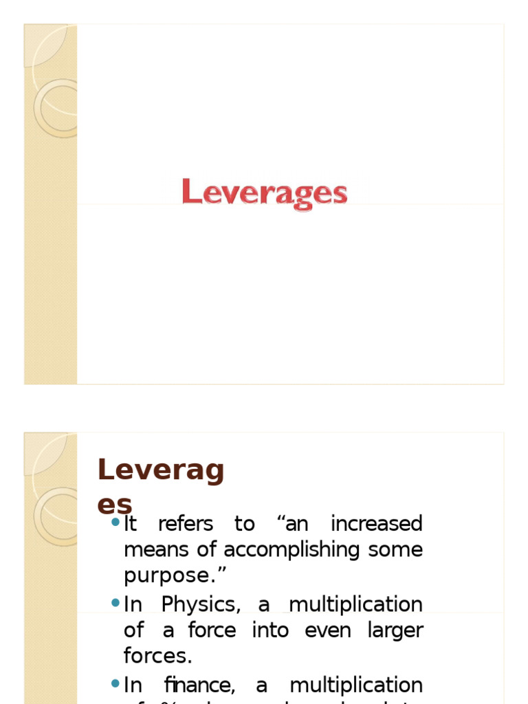 Leverage and Types of Leverages | PDF | Capital Structure | Leverage ...