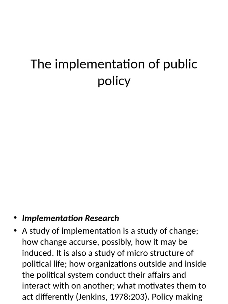 implementation of policy | PDF | Policy | Goal