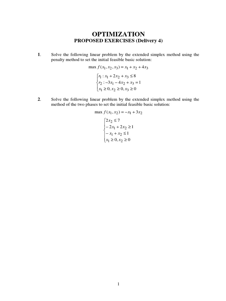 Optimization Exercises D4 2024 25 | PDF