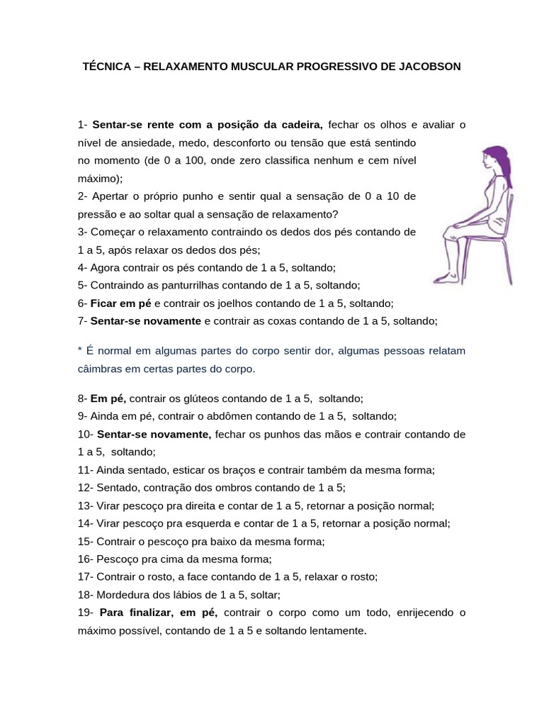 Técnica Relaxamento Muscular Progressivo (De Jacobson) | PDF