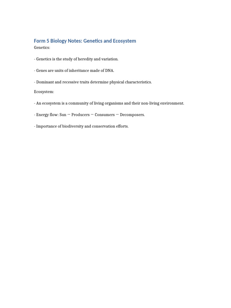Form5 Biology Genetics and Ecosystem | PDF