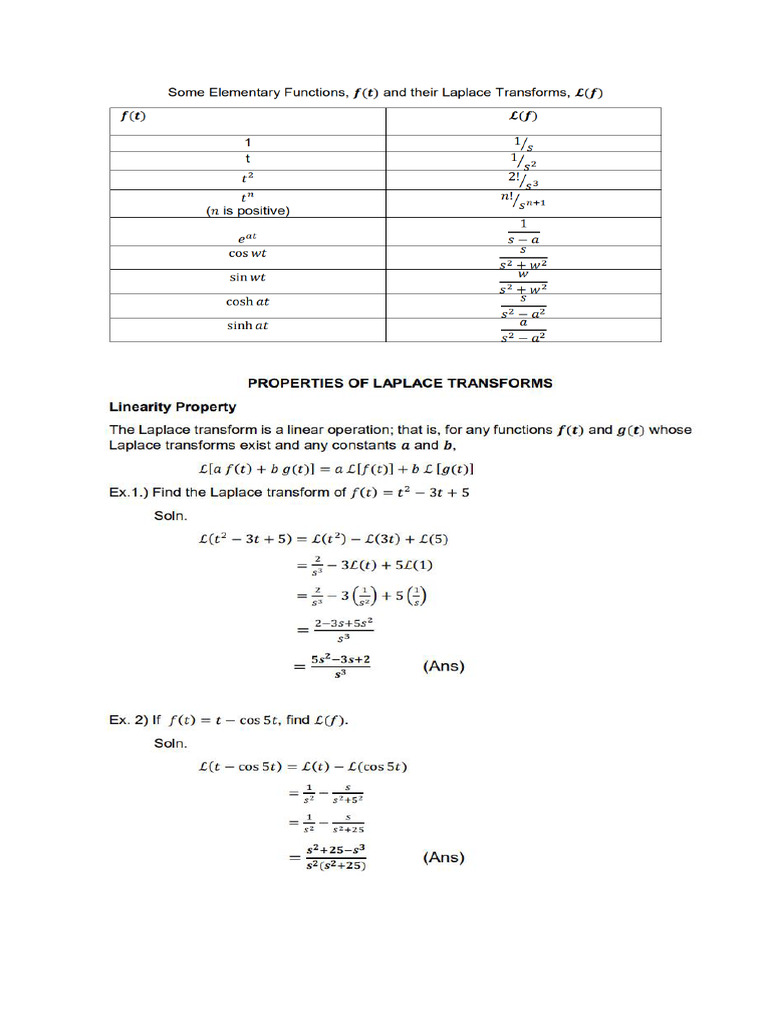 Lesson 2 - Properties of Laplace Transforms | PDF
