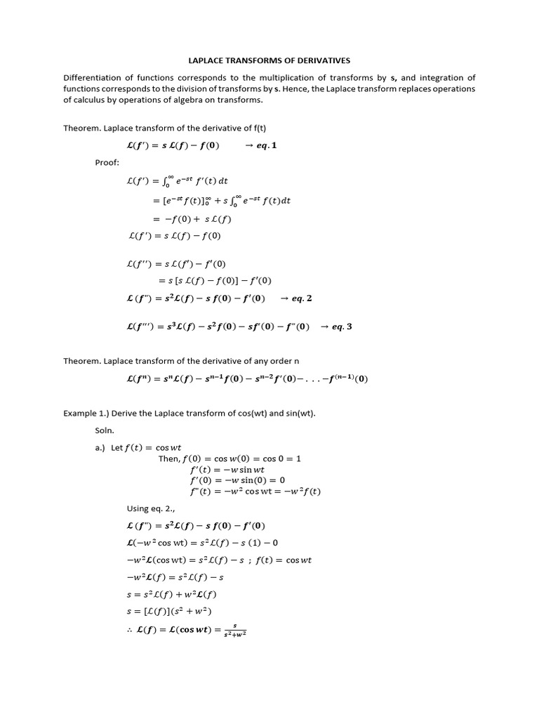Lesson 3 - Laplace Transform of Derivatives | PDF | Geometry | Applied Mathematics