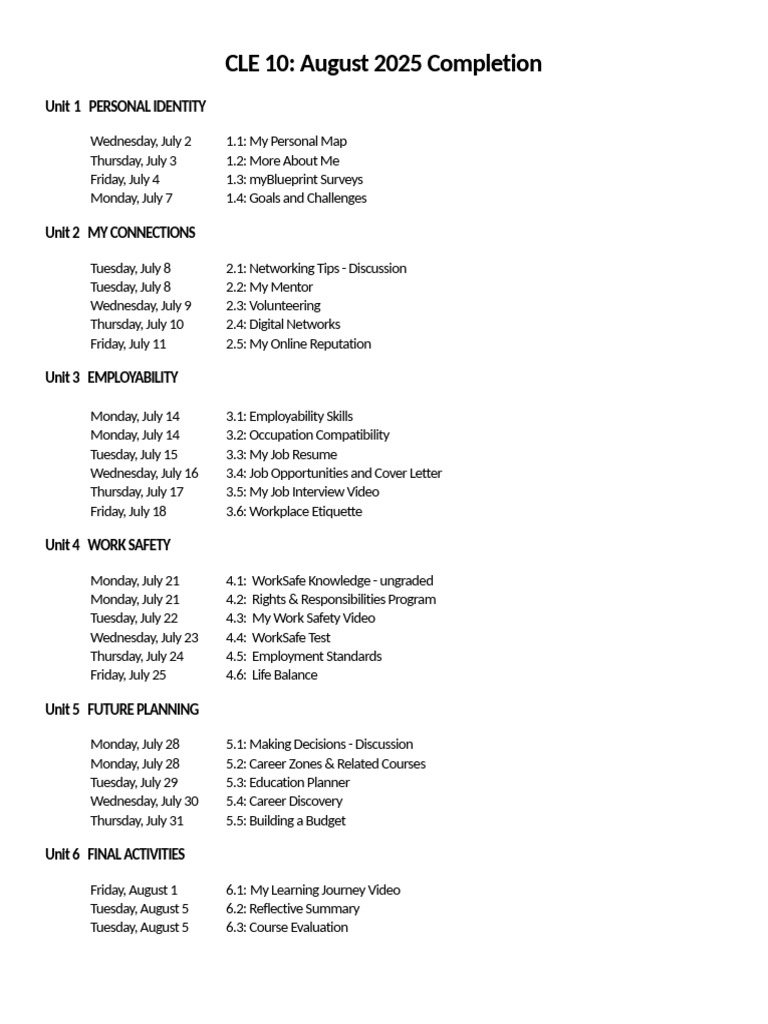 August 2025 CLE Schedule Overview | PDF