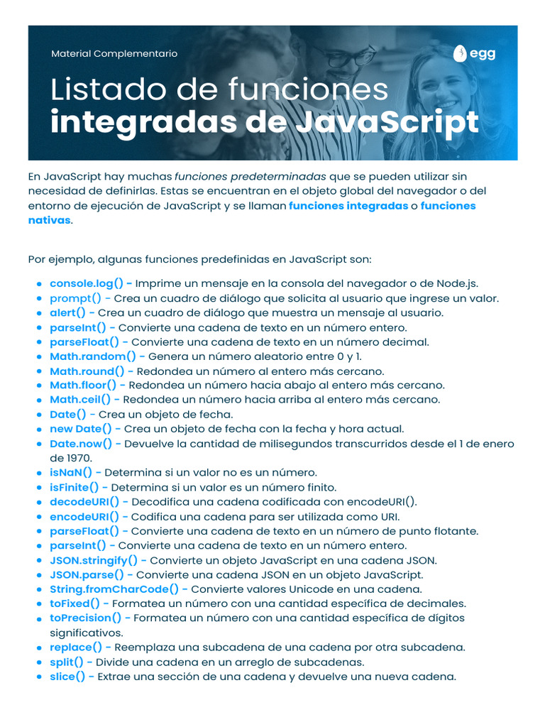 Material Complementario - Listado de Funciones Integradas de JavaScript | PDF | Script Java ...