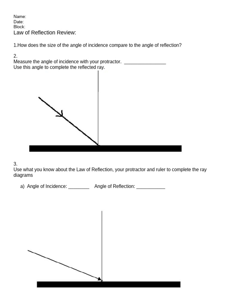 Review of Reflection and Refraction | PDF