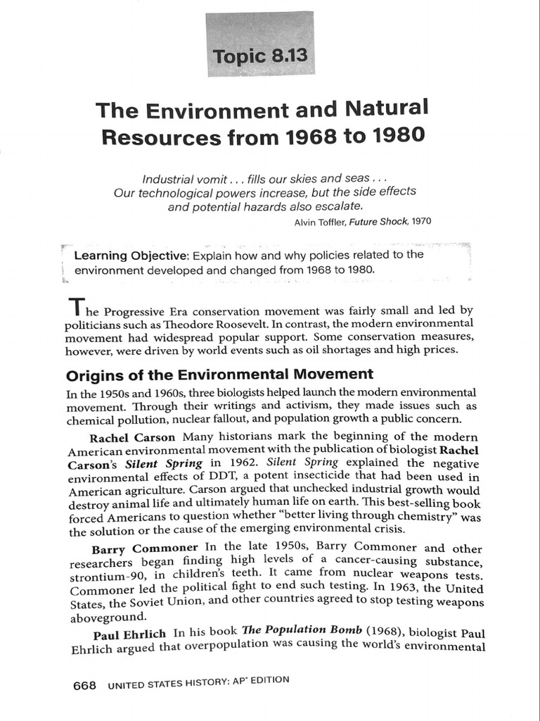 Environmental Movement 1968-1980 Overview | PDF | United States ...