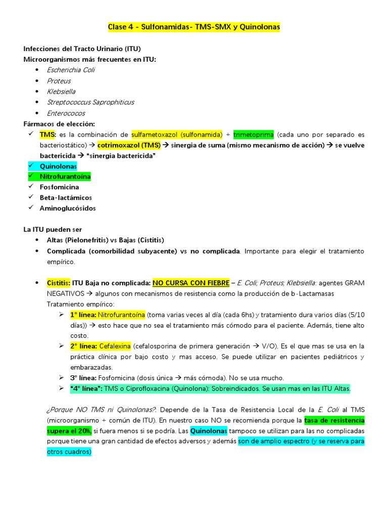TMS-SMX en Infecciones Urinarias | PDF | Medicina CLINICA | Drogas