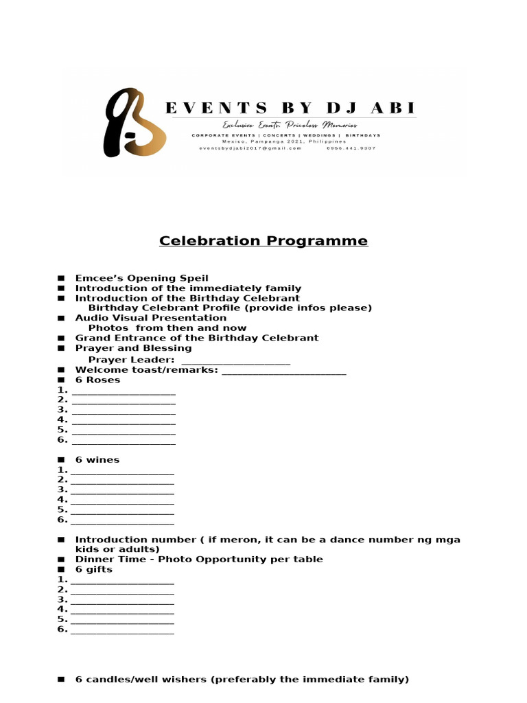 60th Birthday Program Flow | PDF