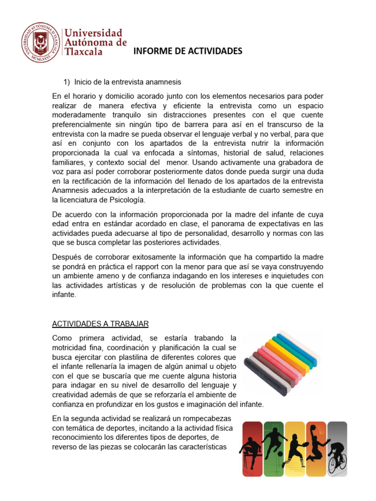Informe de Actividades Final de Actividades Motrices | PDF | Creatividad | Pensamiento