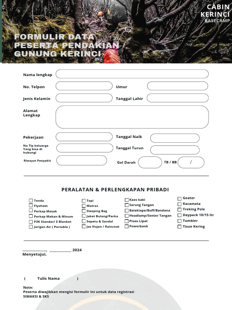 Form Data Peserta Pendakian GN Kerinci - 20250327 - 144117 - 0000 | PDF