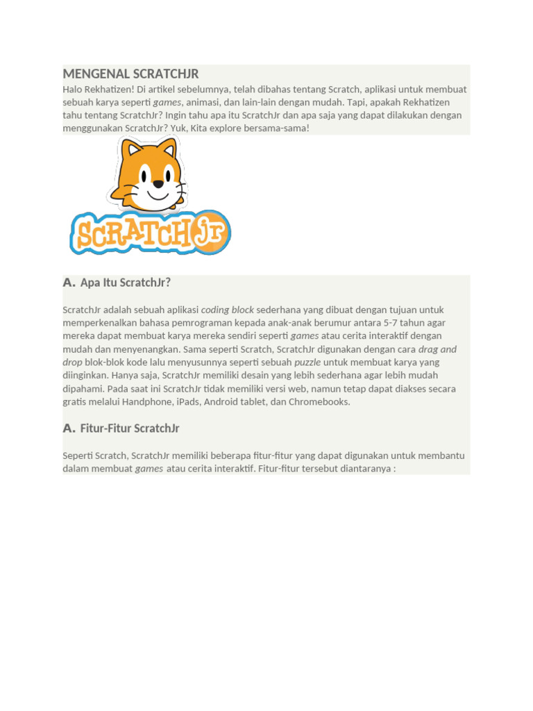 Mengenal Aplikasi ScratchJr untuk Anak | PDF