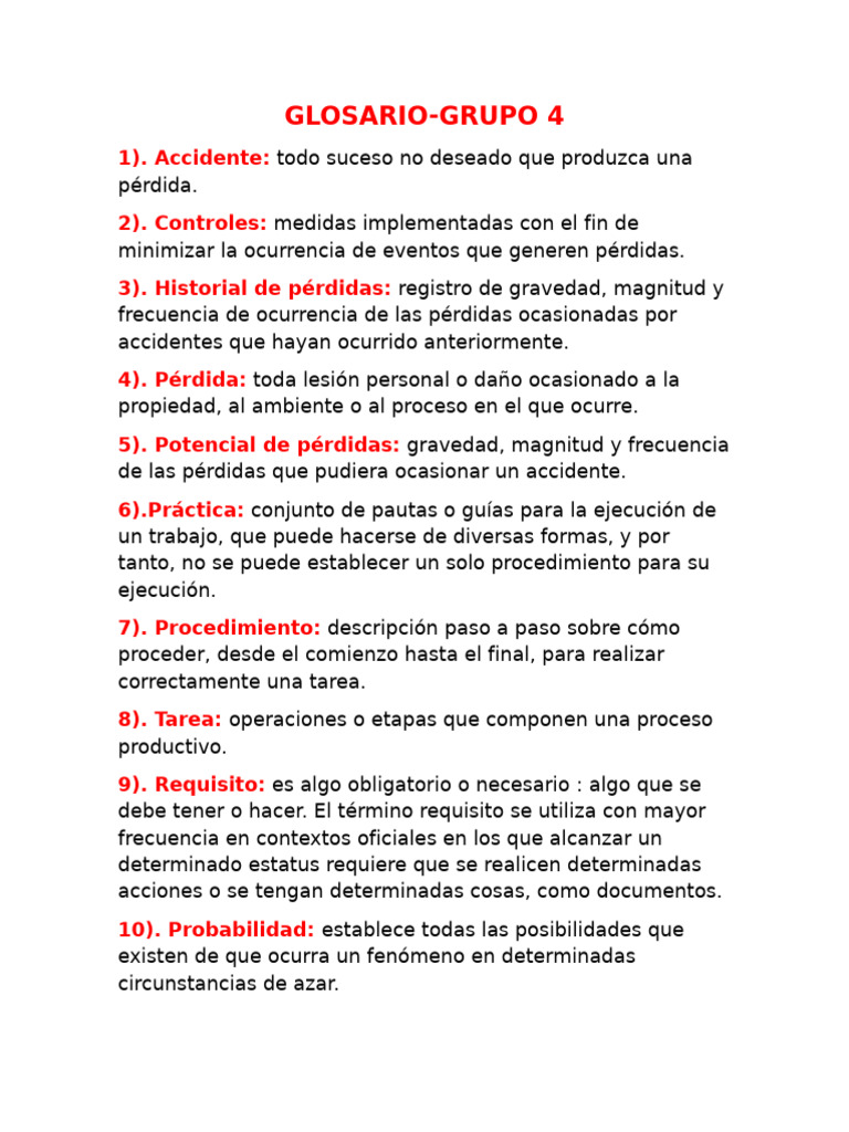 GLOSARIO-grupo 4. | PDF