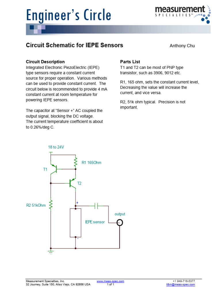 Circuit Schematic For IEPE Sensors | PDF
