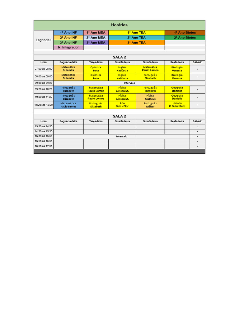 Horarios_EMI_-_2025_-_Por_Salas_31-03-2025 | PDF | Ciências da Vida | Biologia