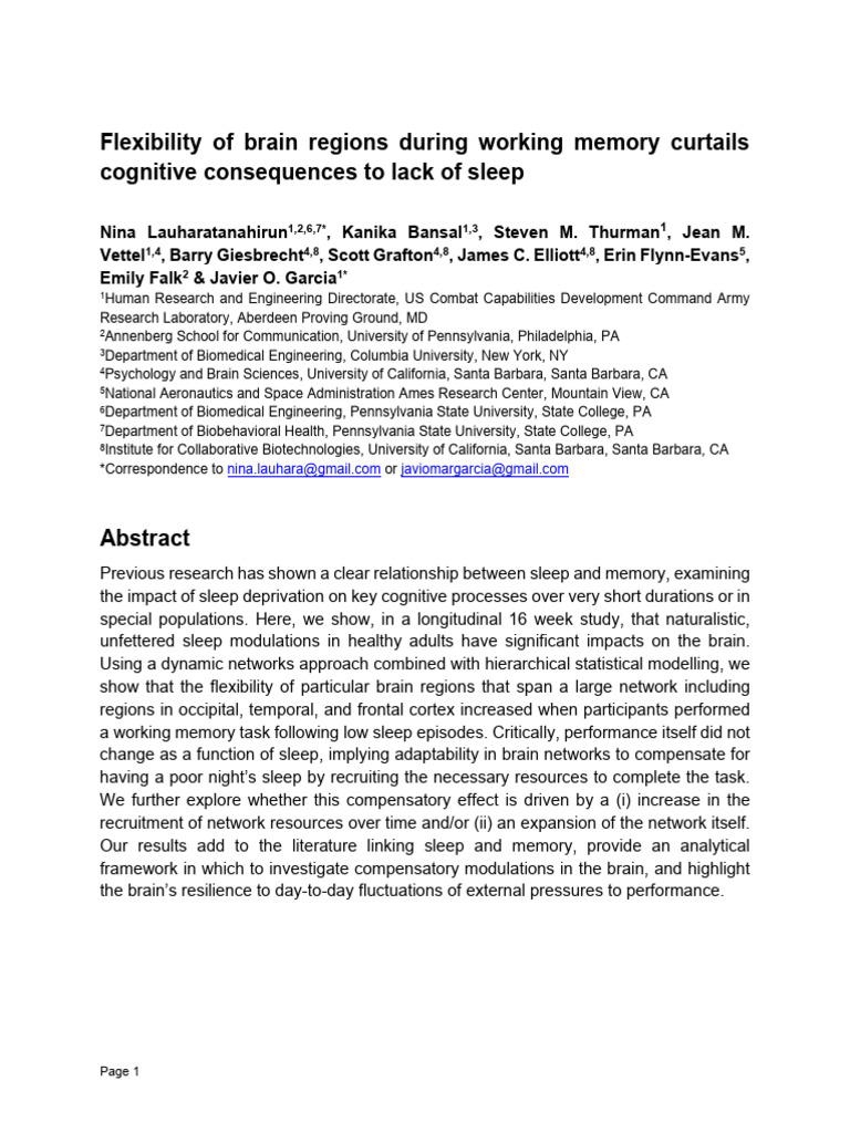 Flexibility of Brain Regions During Working Memory Curtails Cognitive Consequences To Lack of ...