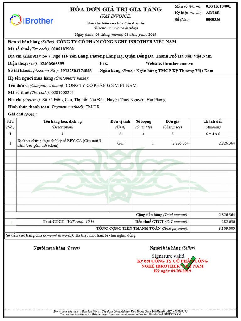 Sample Inv VM 00001 | PDF