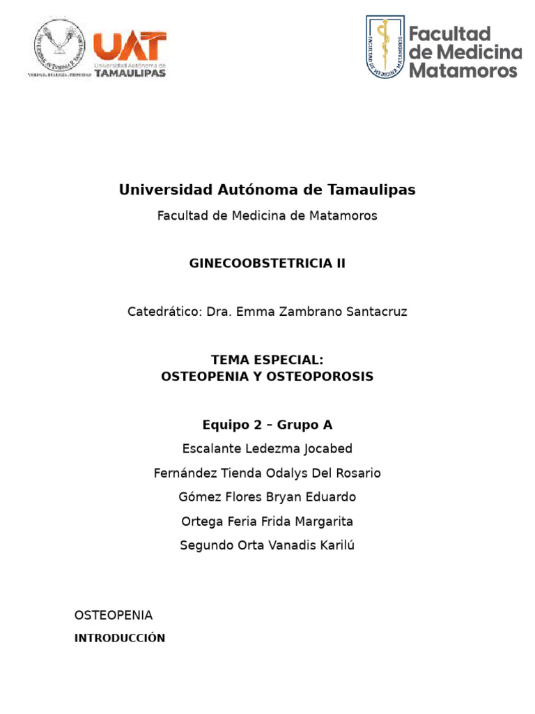 Osteopenia y Osteoporosis | PDF | Osteoporosis | Enfermedades y trastornos