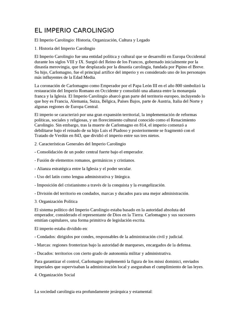 El Imperio Carolingio | PDF | Carlomagno | Edades medias