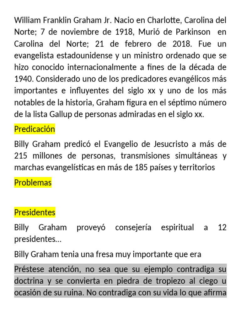 Legado de William Franklin Graham | PDF
