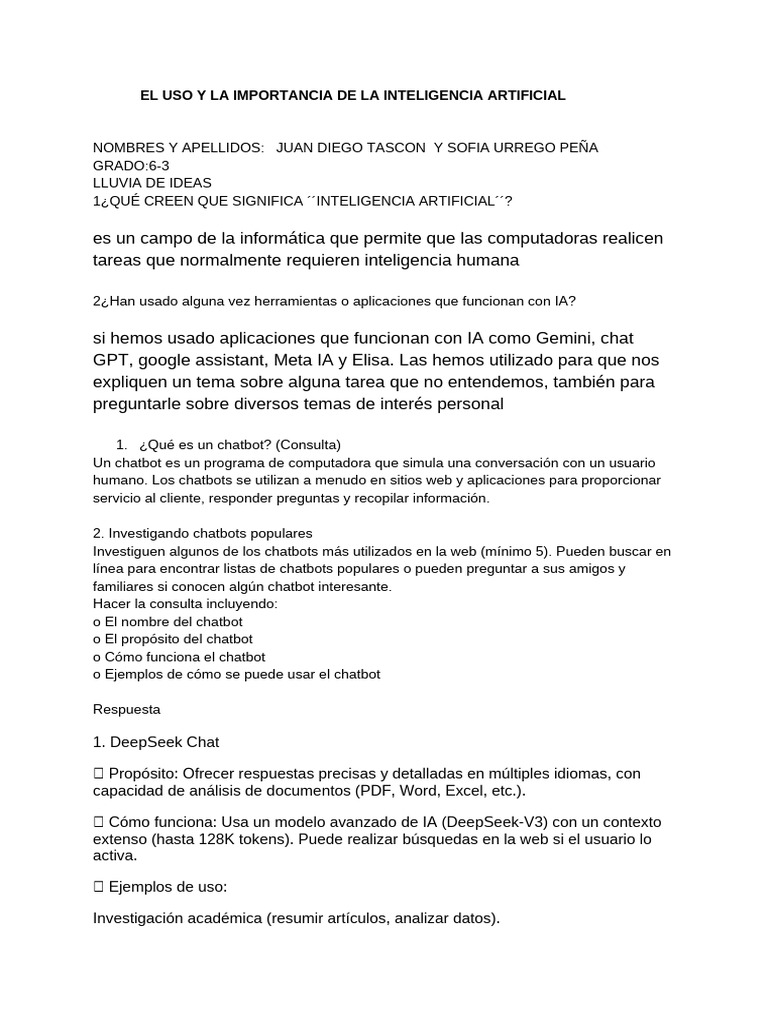 El Uso Y La Importancia De La Inteligencia Artificial Pdf