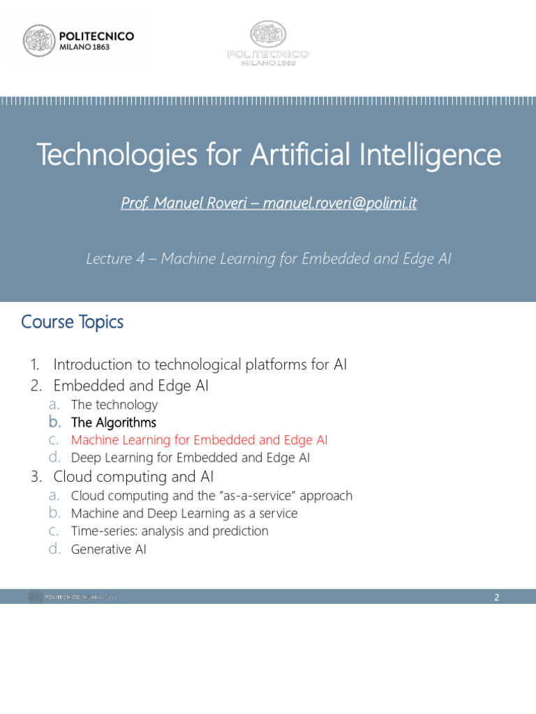 04 - Machine Learning for Embedded and Edge AI | PDF | Machine Learning ...