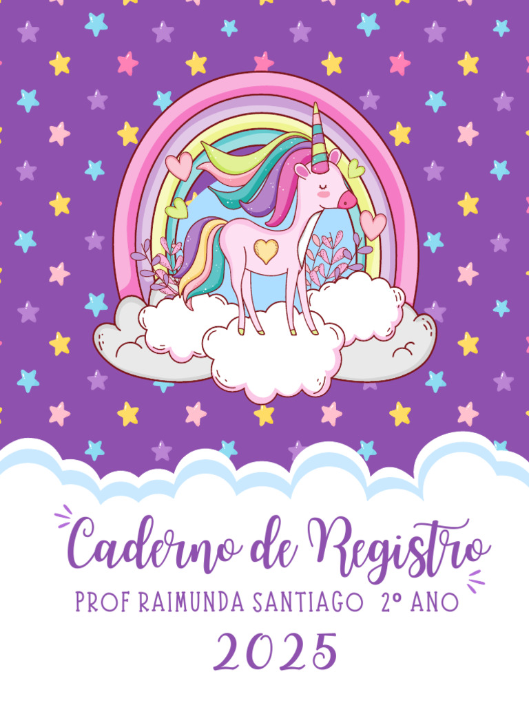 Capa de Caderno Unicórnio Roxo | PDF