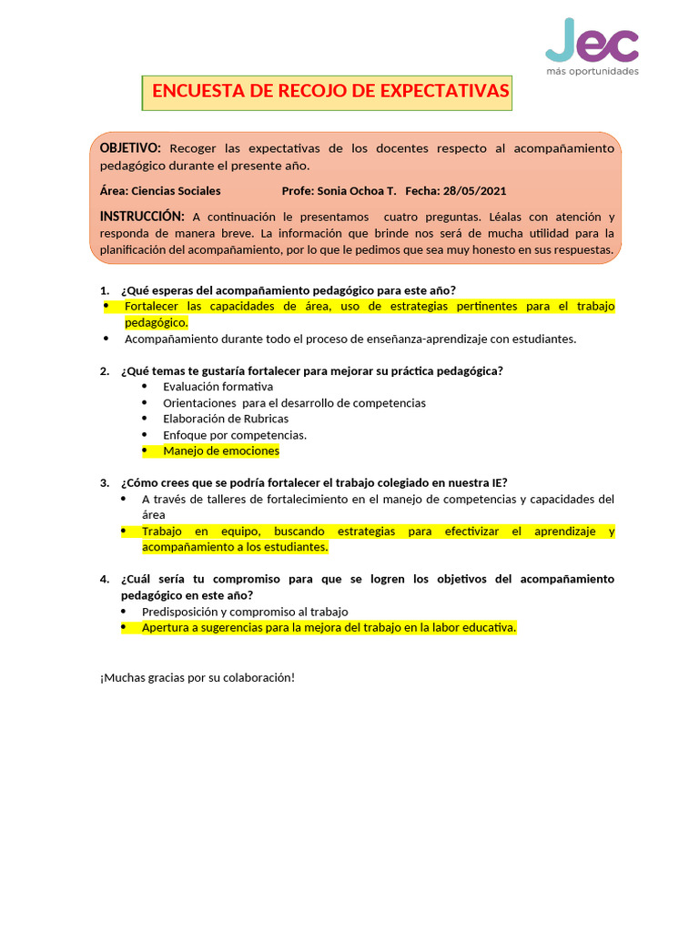 ENCUESTA PROF. Mary Luz Puma Mendoza | PDF