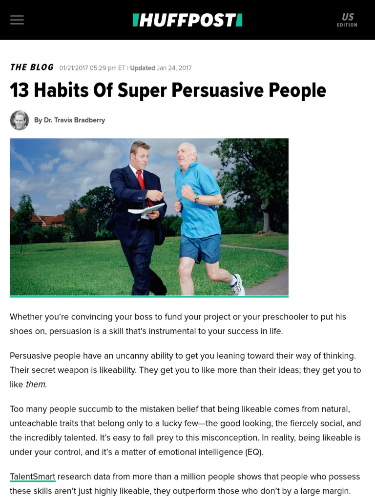 13 Habits of Super Persuasive People - HuffPost | PDF | Body Language ...